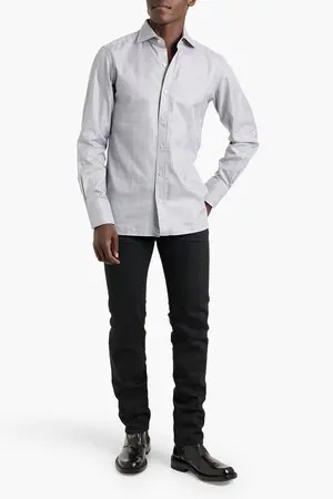 TOM FORD Prince Of Wales Checked Cottonpoplin Shirt - Gray