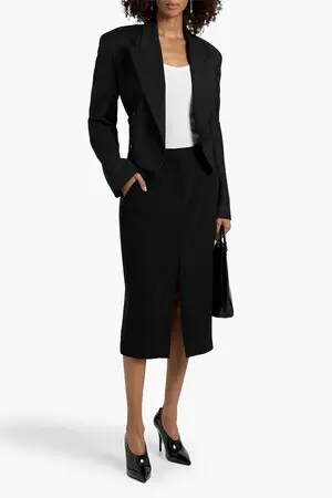 Theory Crepe Midi Skirt With Slit - Black