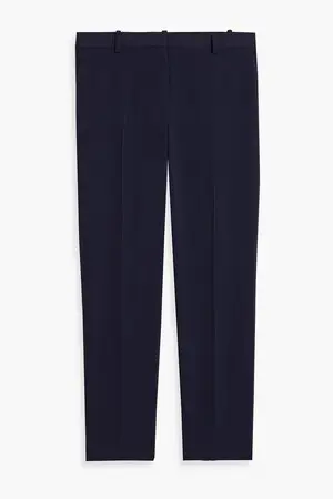 Theory Cropped Crepe Slim-leg Pants - Navy