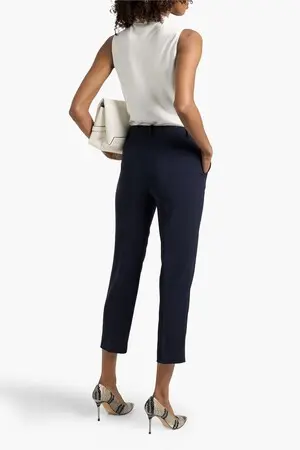 Theory Cropped Crepe Slim-leg Pants - Navy