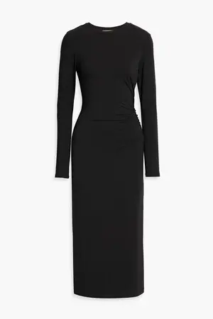 Vince Ruched Stretch Jersey Midi Dress