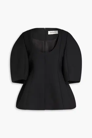 RÓHE Peplum Top With Puffed Sleeves