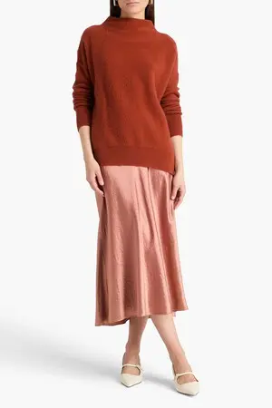 Vince Cashmere Turtleneck Sweater With Ribbed Trims - Brick