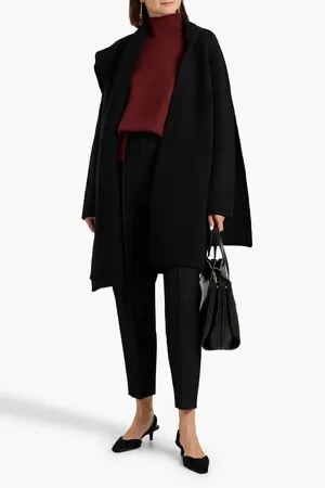 Vince Knitted Coat With Neckties - Black