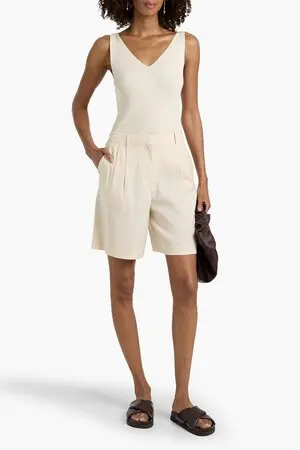 Theory Lynie Pleated Linen-blend Shorts - Ecru