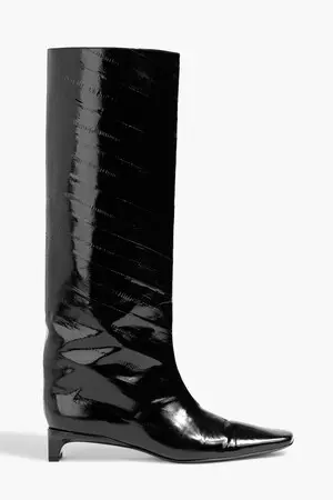 Loulou De Saison Joan Patent Leather Knee High Boots - Black