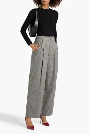Vince Jacquard Pleated Wide-leg Trousers - Gray
