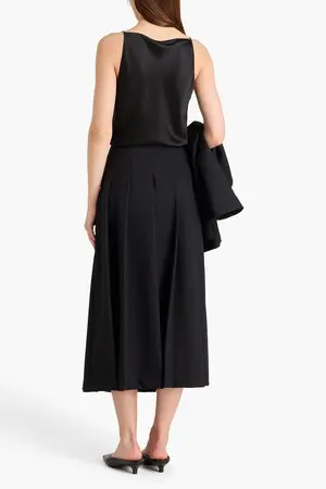RÓHE Pleated Twill Midi Skirt
