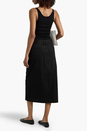 Vince Belted Cotton-twill Midi Skirt