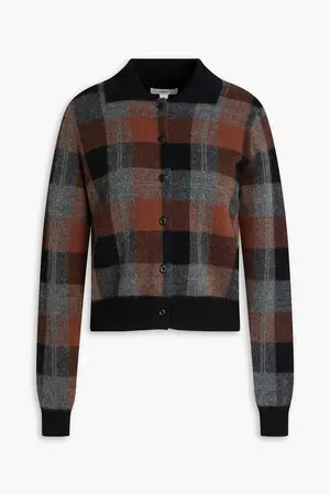 Vince Checked Cashmere Cardigan