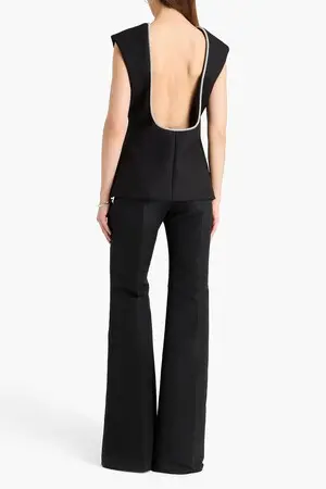 RÓHE Crystal-embellished Grain De Poudre Wool-blend Top