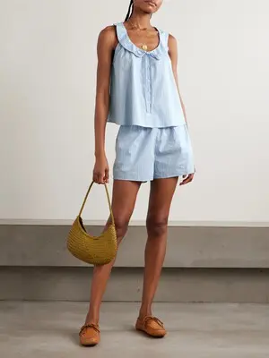 DEIJI STUDIOS Striped Organic Cotton Shirt And Shorts Set - Blue