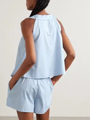 DEIJI STUDIOS Striped Organic Cotton Shirt And Shorts Set - Blue