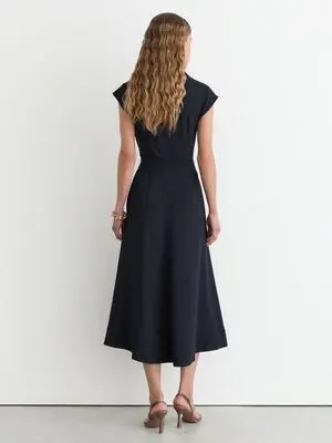REISS Sloane Collared Belted Midi Dress