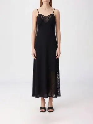 Chloé Lace Trim Slip Dress - Black
