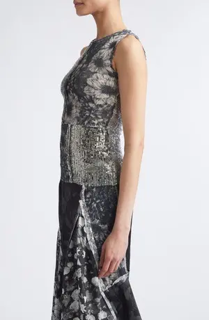 MAISON MARGIELA Sequin Floral Print Sleeveless Top