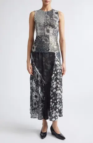 MAISON MARGIELA Sequin Floral Print Sleeveless Top - Multicolor Variant