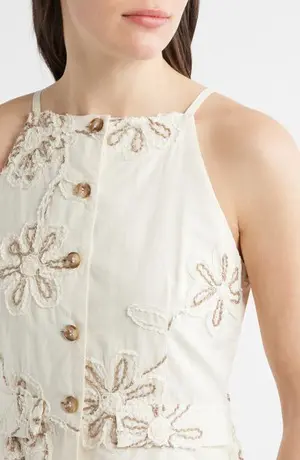 ZOE AND CLAIRE Embroidered Cotton Blend Twofer Dress