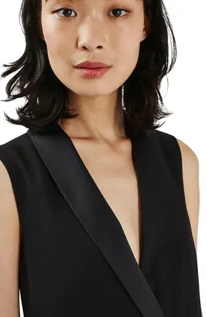 Topshop Sleeveless Double Breasted Shawl Collar Jacket
