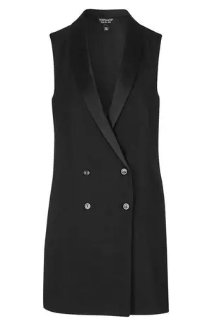 Topshop Sleeveless Double Breasted Shawl Collar Jacket