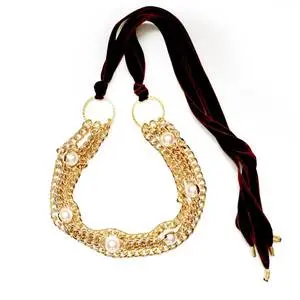 Persia Donà Jewelry Plated Chunky Chain Necklace With Faux Pearls - Gold