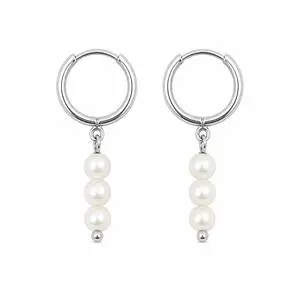 PEARL CODE Mini Pearl Hoop Earrings - Silver