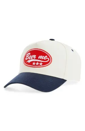 KENZKUSTOMZ Beer Me Patch Canvas Baseball Cap - Navy
