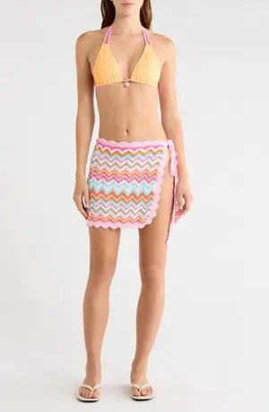 KULANI KINIS Essential Scalloped Trim Cover-up Sarong - Sunset Wave