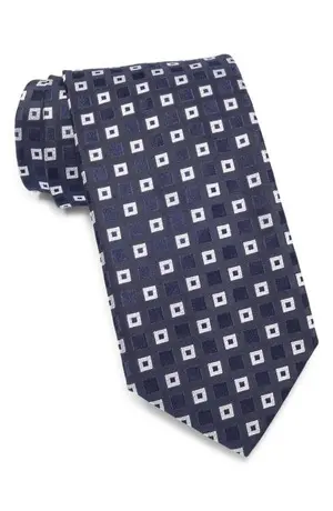 BOSS Geometric Silk Tie - Dark Blue