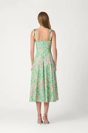 Shoshanna Bayberry Floral Majorelle Midi Dress
