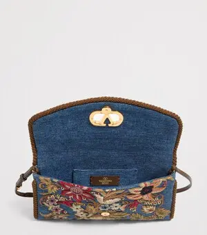 Valentino Garavani Embroidered Devain Shoulder Bag - Blue