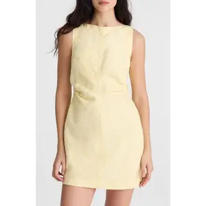 Madewell Boat Neck Shirred Linen Minidress - Candlelight