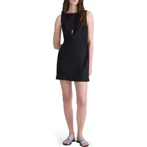 Madewell Boat Neck Shirred Linen Minidress - Jet Black