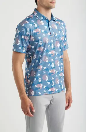 SWANNIES Windward Bird Print Performance Golf Polo