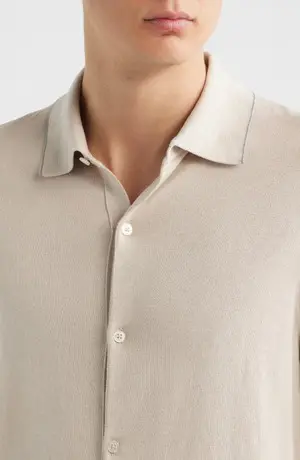JACK VICTOR Harrison Knit Button-up Shirt - Sand