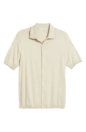 JACK VICTOR Harrison Knit Button-up Shirt - Sand