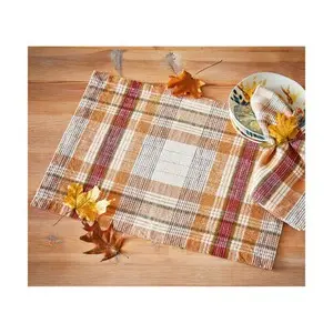 TAG Eva Plaid Cotton Placemat Set For Fall Harvest Multicolor