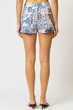 Central Park West Paisley Belted Short