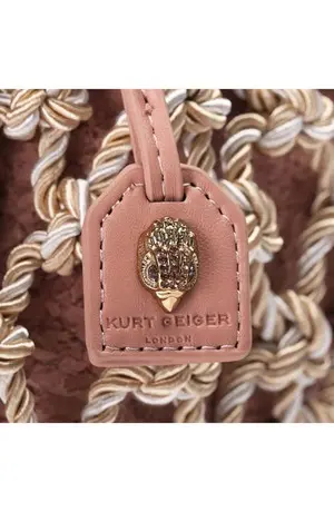 Kurt Geiger Mini Macramé Bag With Fringe And Beaded Top Handle