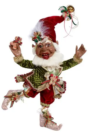 MARK ROBERTS African American Cookies And Milk Elf - Red