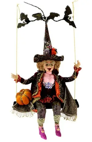 MARK ROBERTS Big Madame Witch On Swing - Orange