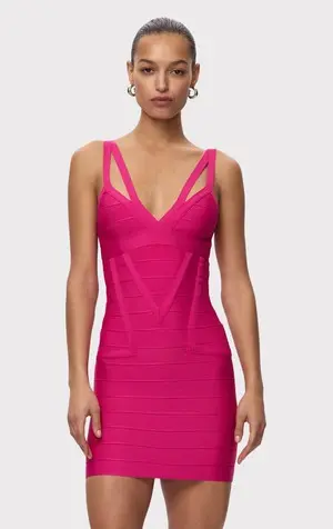 Herve Leger V Neck Cocktail Dresses