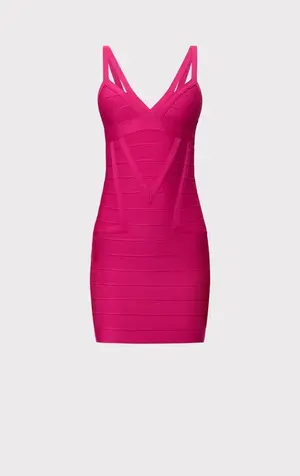 Herve Leger Bandage Mini Dress With Deep V-neckline