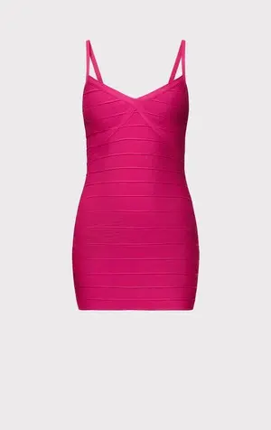 Herve Leger After Party Bandage Mini Dress - Punch