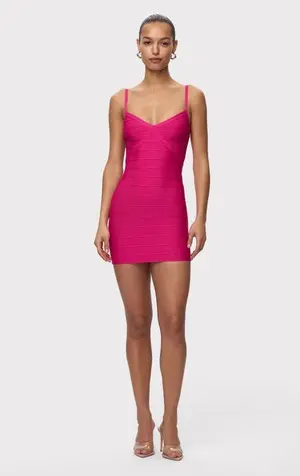 Herve Leger After Party Bandage Mini Dress - Punch