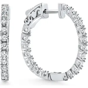 BLISS DIAMOND 2ct Lab-grown Diamond Hoop Earrings In Sterling - Silver
