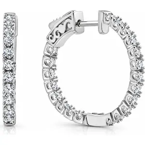 BLISS DIAMOND 2ct Lab-grown Diamond Hoop Earrings In Sterling - Silver