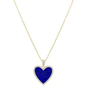 THE LOVERY Lazuli Heart Halo Necklace - Lapis