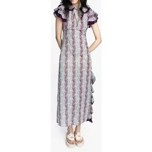 Anna Sui Ombre Ribbons Cotton Ruffle Dress - Amethyst Multi