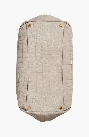 Donna Karan New York Glenwood Croc-effect Suede Shoulder Bag With Fringe